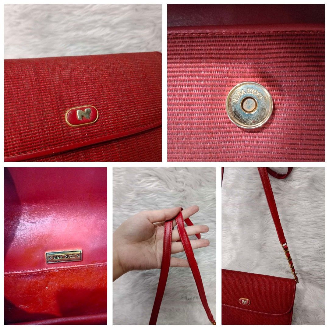 Authentic Nina Ricci Red Sling Bag, Women's Fashion, Bags & Wallets ...