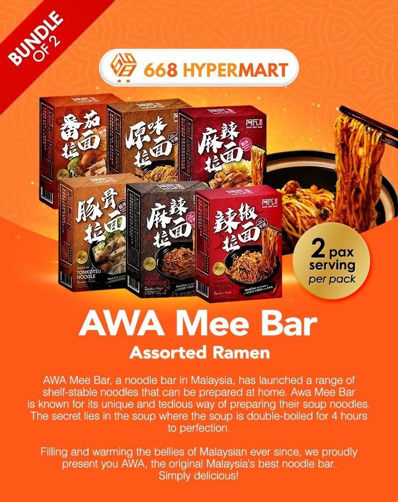 AWA Mee Bar Assorted Ramen / Malaysia Famous Noodle / Tomato Soup / Dry ...