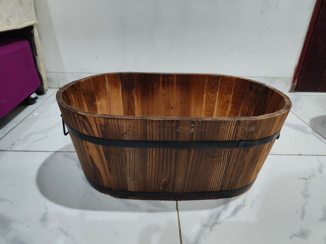 Baki kayu keranjang kayu baskom kayu, Antik, Pajangan di Carousell
