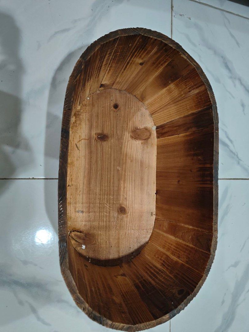 Baki kayu keranjang kayu baskom kayu, Antik, Pajangan di Carousell