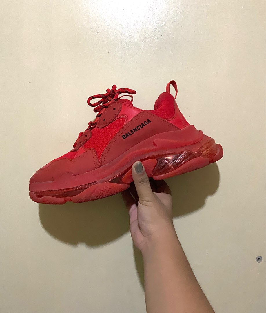 Balenciaga Triple S Red, Luxury, Sneakers & Footwear on Carousell