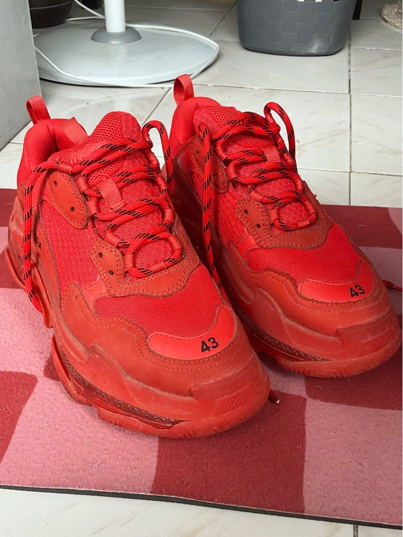 Balenciaga Triple S Red, Luxury, Sneakers & Footwear on Carousell
