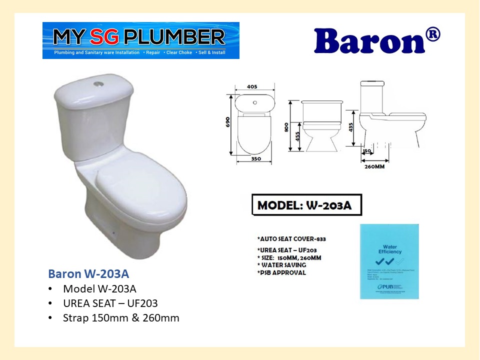 BARON W203A TOILET BOWL WITH INSTALLATION, Furniture & Home Living ...