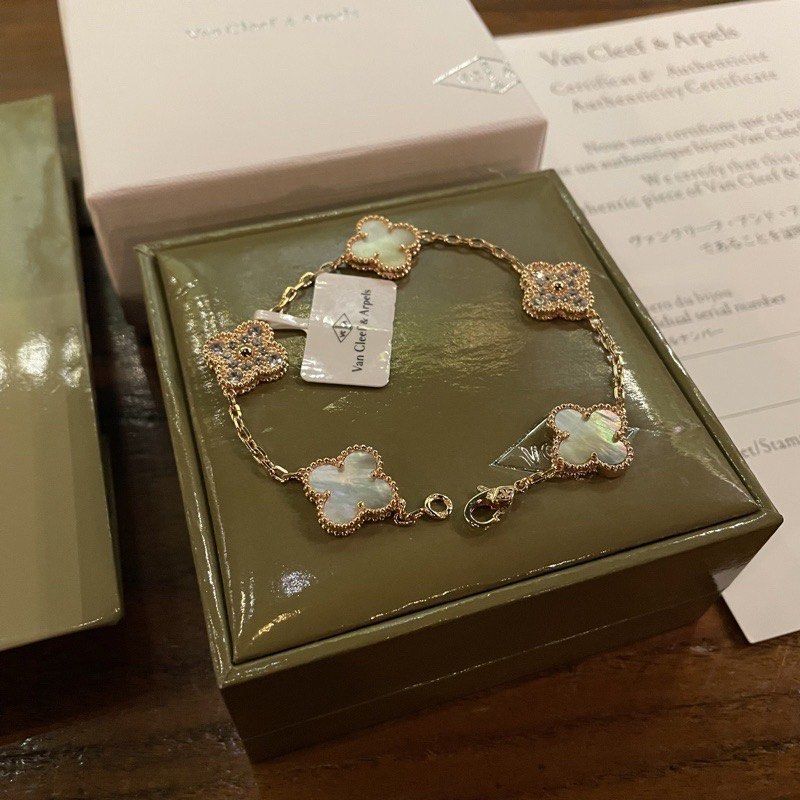 BRACELET VAN CLEEF & ARPELS VCA 5 VINTAGE ALHAMBRA VC CLOVER DAUN ...