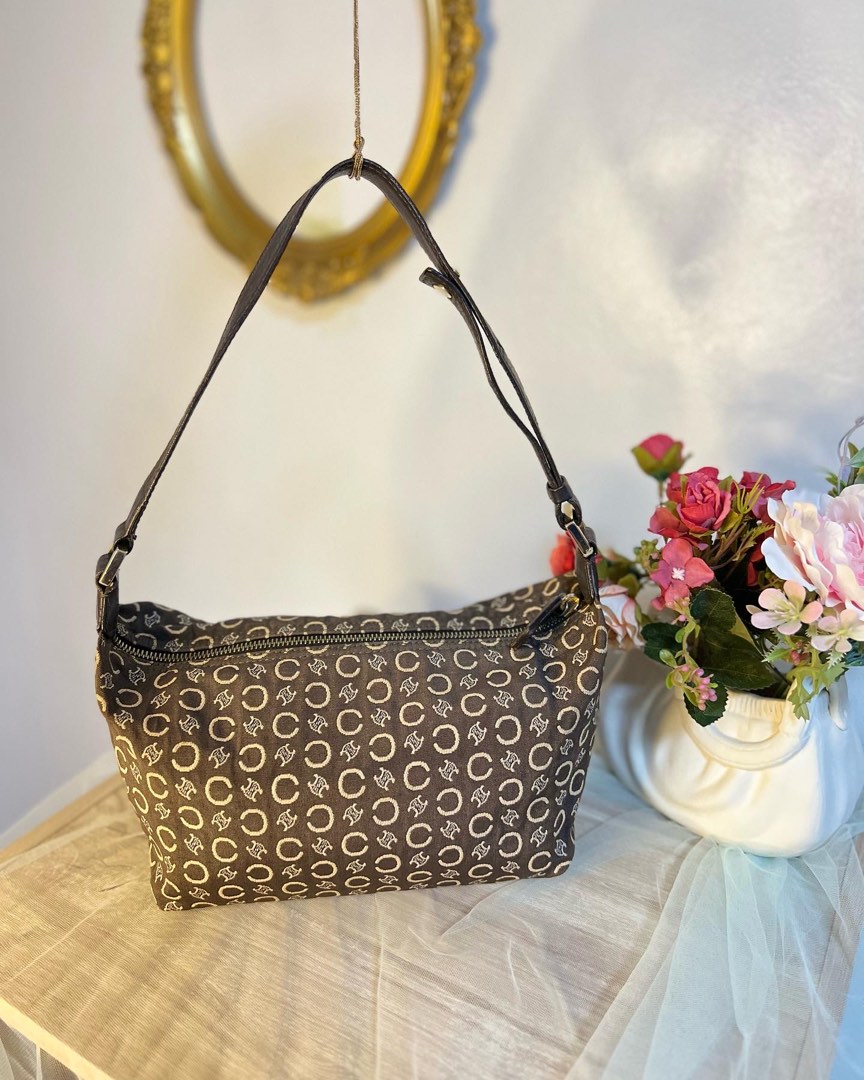 CELINE Vintage Brown Macadam Canvas Baguette Bag, Luxury, Bags & Wallets on Carousell