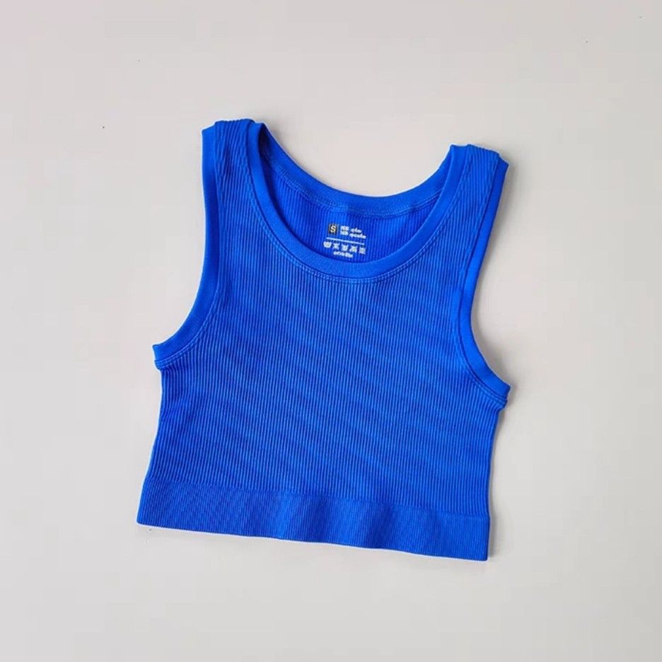 cobalt blue ribbed tank crop top, Women's Fashion, Tops, Sleeveless on ...