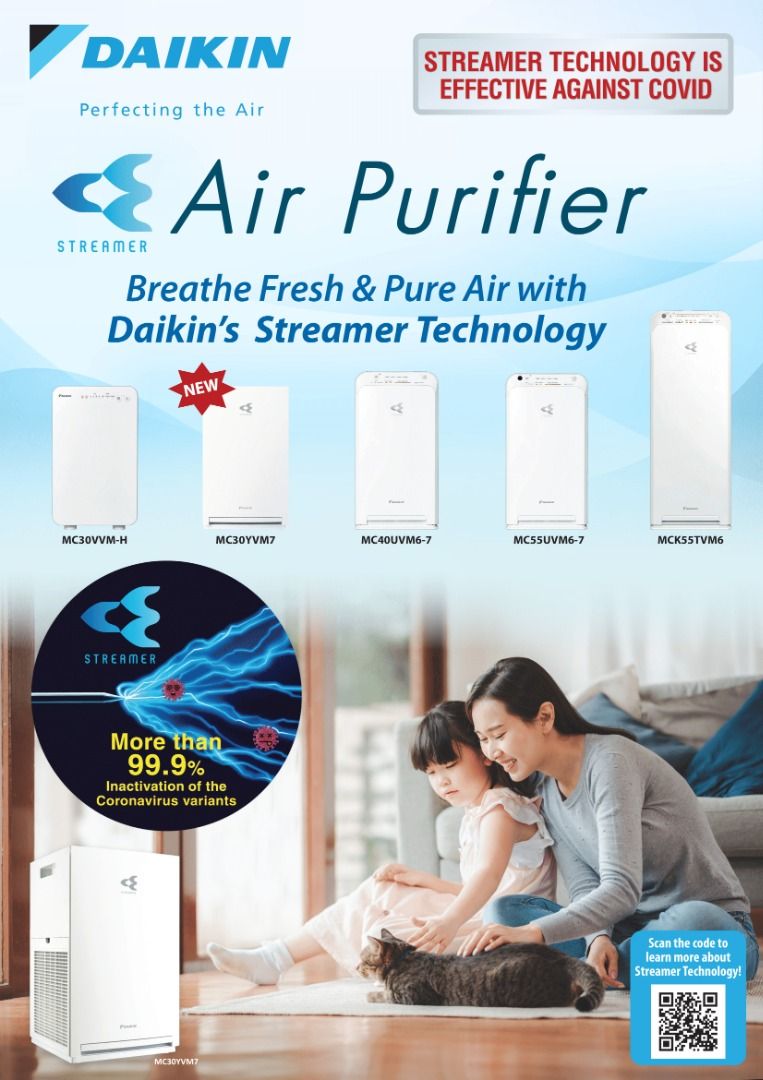 DAIKIN Air Purifier MC30VVM-H, TV & Home Appliances, Air Purifiers ...
