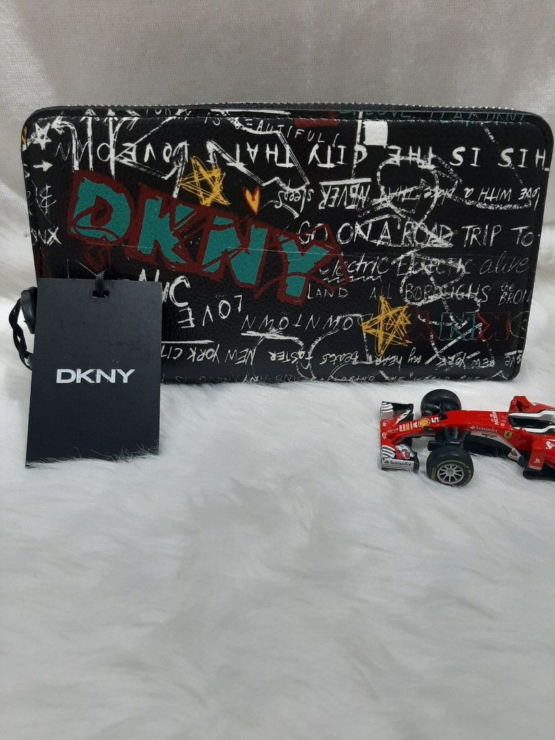 DKNY ZIP CLOSURE 1LONG WALLET IN GRAFITTI DESIGN, Women's Fashion, Bags & Wallets, Wallets ...