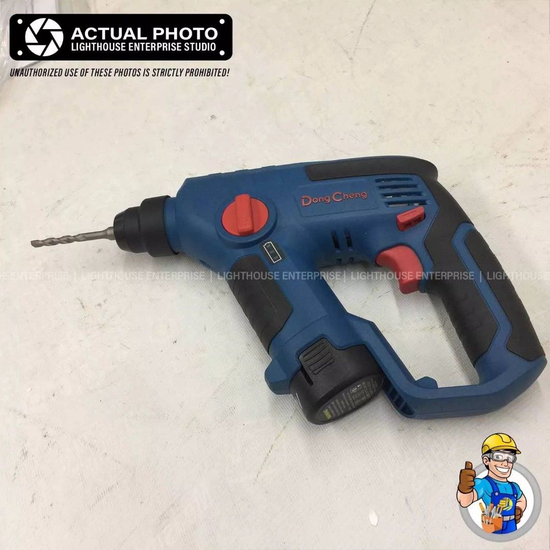 DONG CHENG SDS Plus Cordless 12V Rotary Hammer w/ 2.0Ah Battery Pack ...