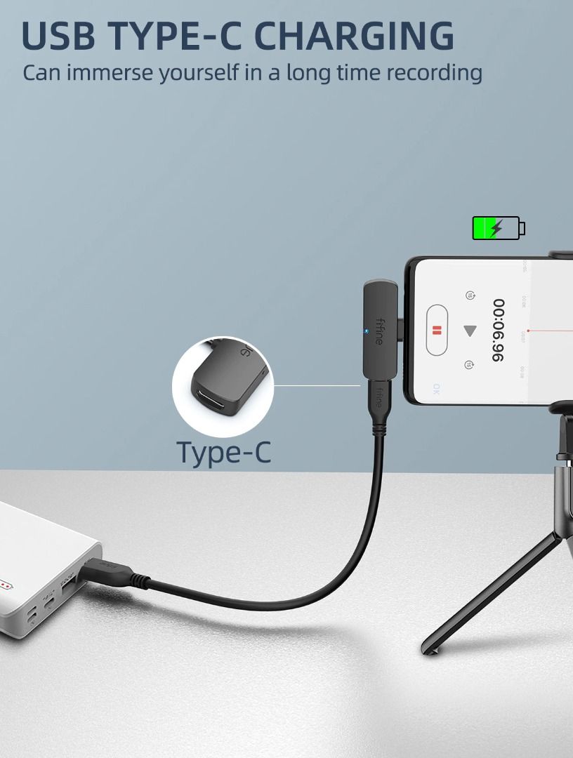 FIFINE M6 Mini Wireless USB Microphone Type C Charging Real Time ...