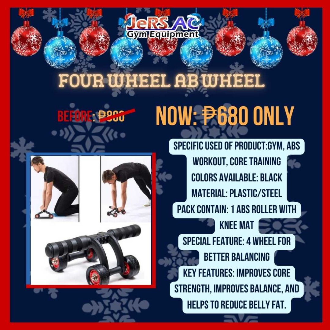 Four Wheel Ab Wheel, Sports Equipment, Exercise & Fitness, Toning ...