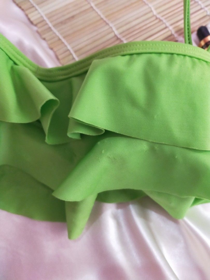 Green Ruffles Bra Swimsuit, Women's Fashion, Swimwear, Bikinis ...