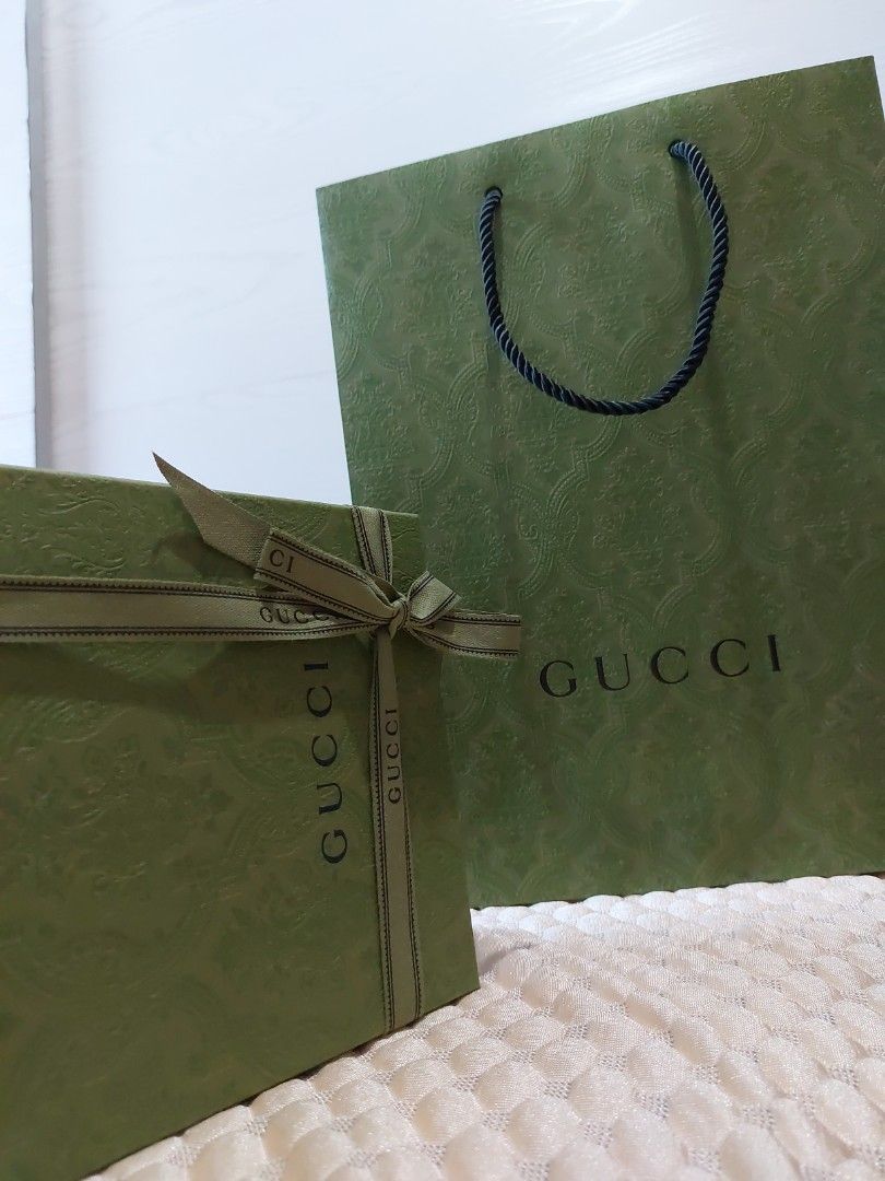 Gucci paper bag and box, Luxury, Accessories on Carousell