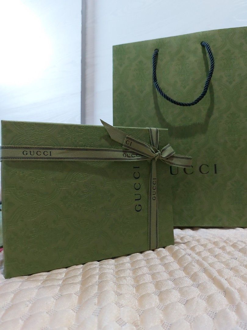 Gucci paper bag and box, Luxury, Accessories on Carousell