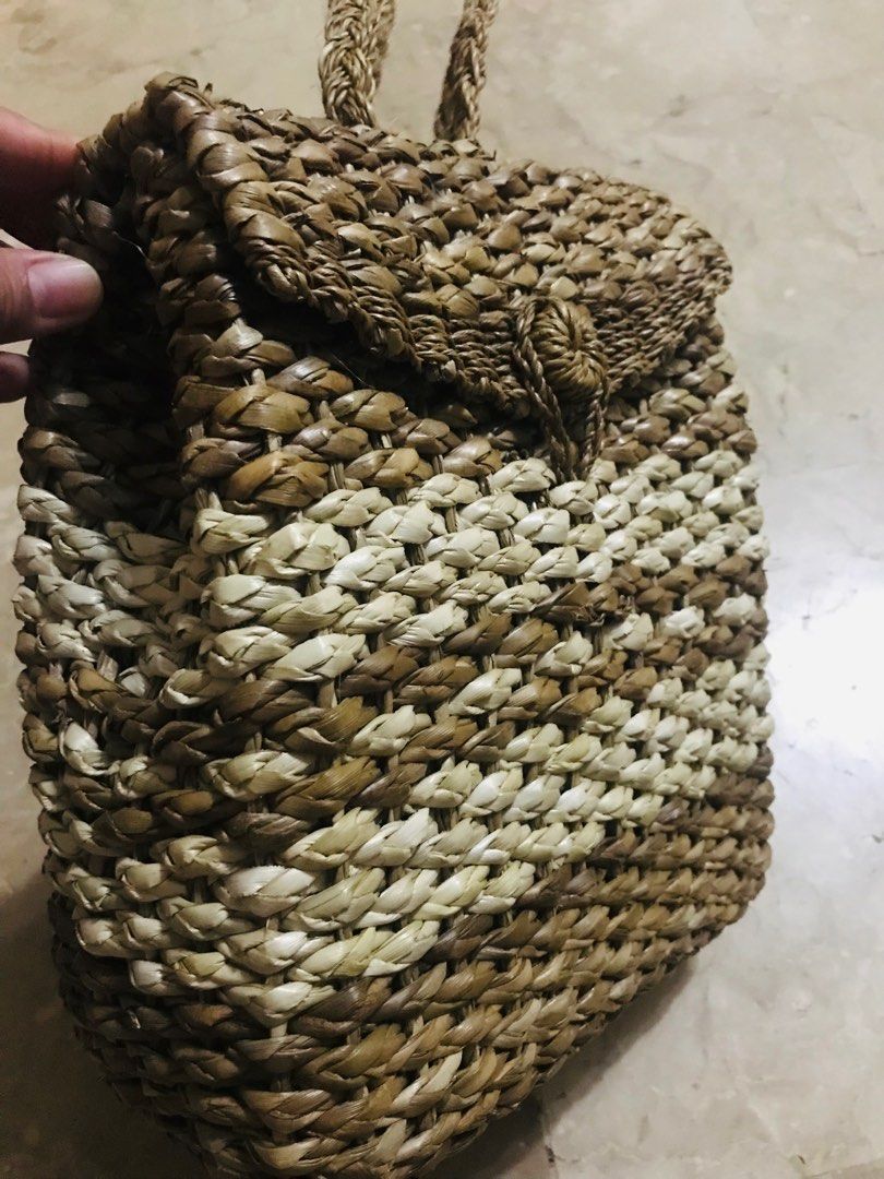 Handmade Pandan Fiber Bagpack, Women's Fashion, Bags & Wallets ...