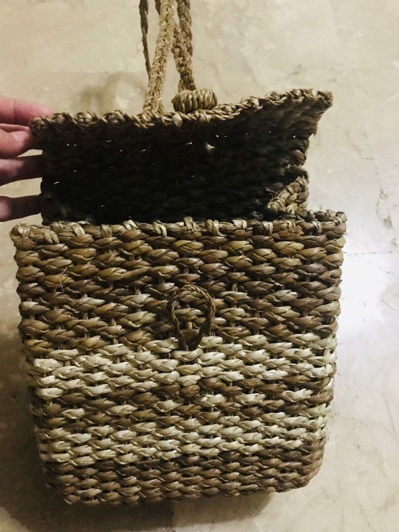 Handmade Pandan Fiber Bagpack, Women's Fashion, Bags & Wallets ...