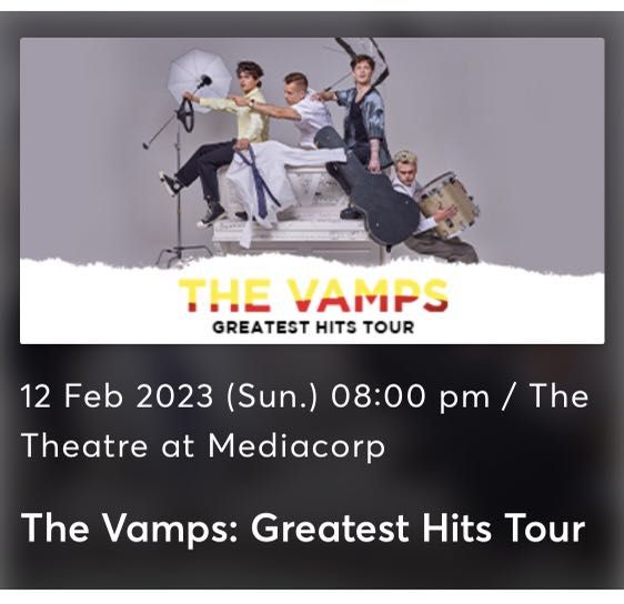HTB The Vamps Greatest Hits Tour Tickets, Tickets & Vouchers, Event ...