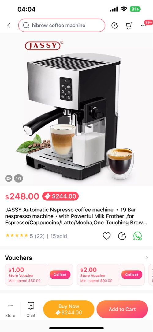 Jassy coffee machine, TV & Home Appliances, Kitchen Appliances, Coffee ...