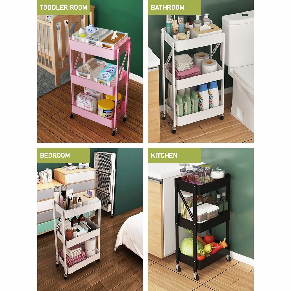 Koala Home Foldable Trolley Rack/Trolley Shelf/Kitchen Shelf Movable ...
