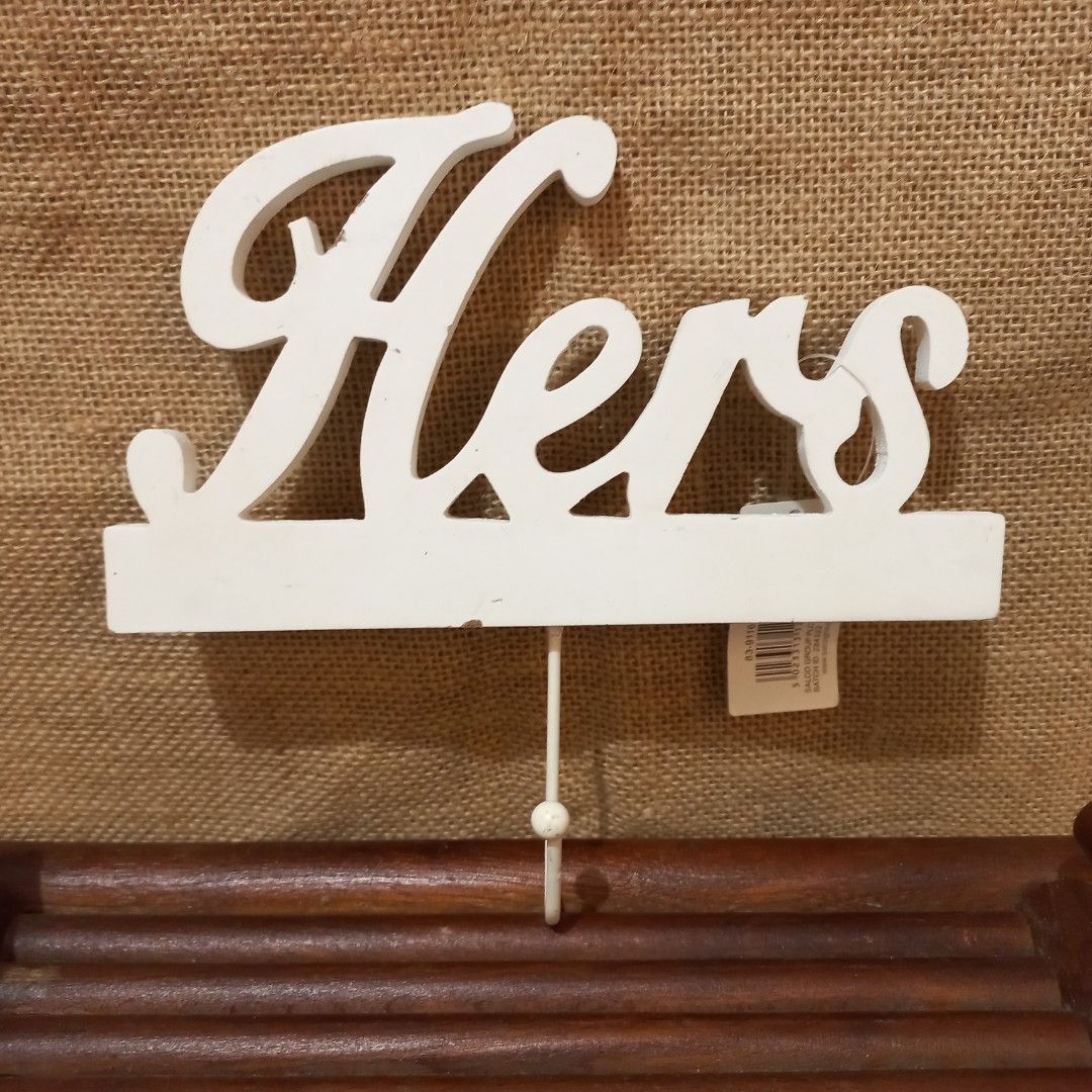 Landon Tyler wooden his hers cut out towel hooks, Hobbies & Toys ...