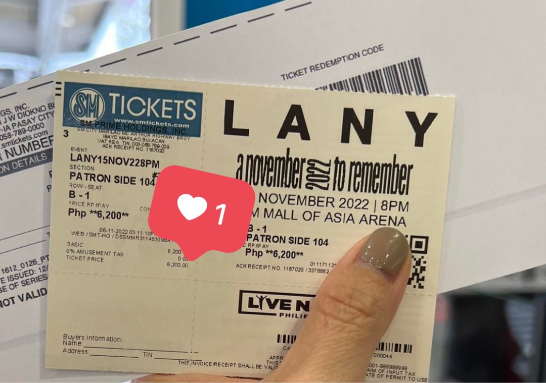 1 LANY Patron Ticket for Sale Nov 15, Tickets & Vouchers, Event Tickets ...