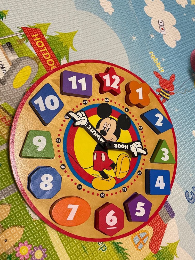 Melissa Mickey Mouse Wooden Shape Sorting Clock, Hobbies & Toys, Toys ...