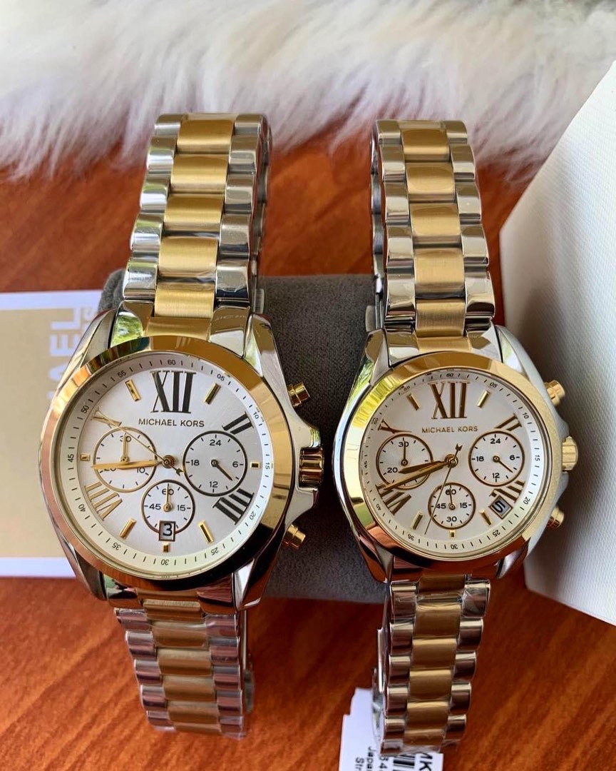 MK COUPLE TWO TONE WHITE GOLD DIAL AUTHENTIC WATCH, Women's Fashion ...