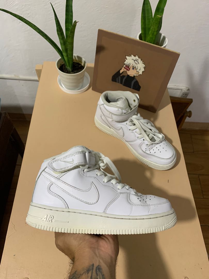 Nike af1 mid triple white, Women's Fashion, Footwear, Sneakers on Carousell