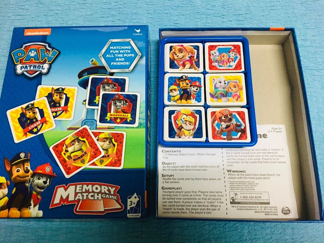 Paw Patrol Memory Matching Game, Hobbies & Toys, Toys & Games on Carousell