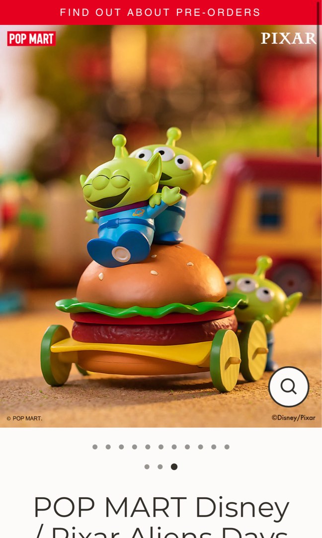 Popmart Pixar Aliens Days Series - Burger car, Hobbies & Toys, Toys ...