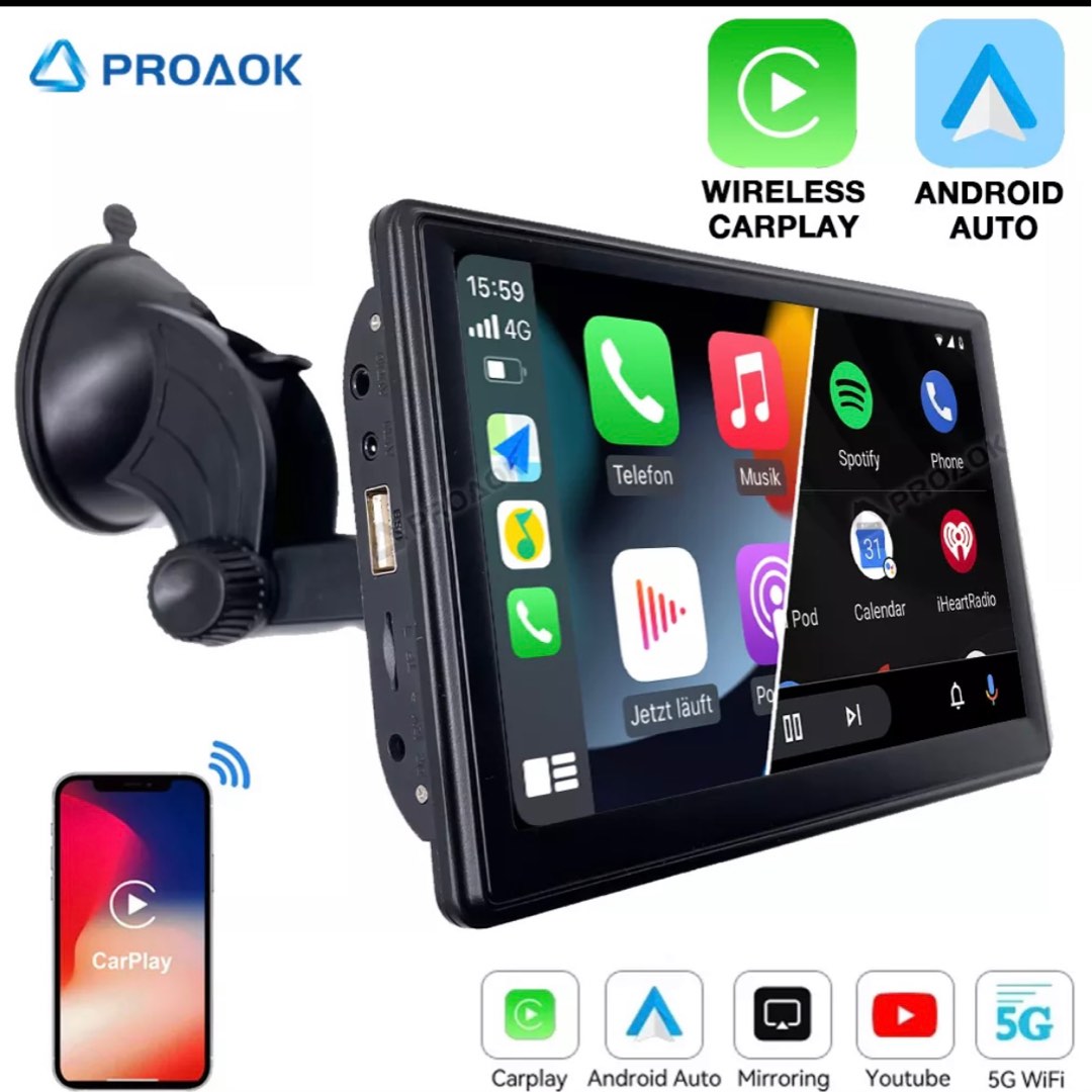Portable Wireless Carplay Android Auto Display, Car Accessories ...