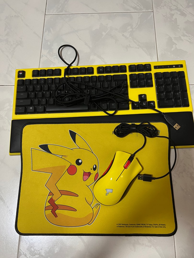 Razer limited edition pikachu keyboard,mouse and mousepad, Computers ...