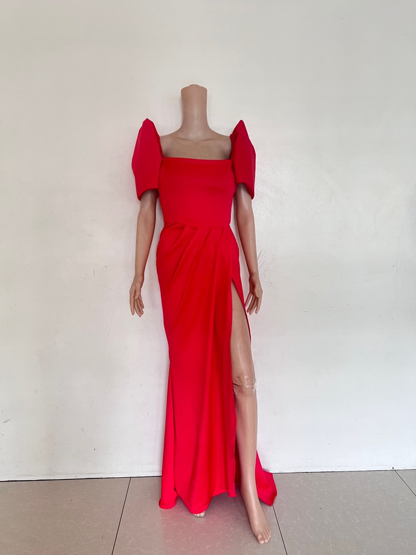 Red modern filipiniana removable sleeves, Women's Fashion, Dresses ...