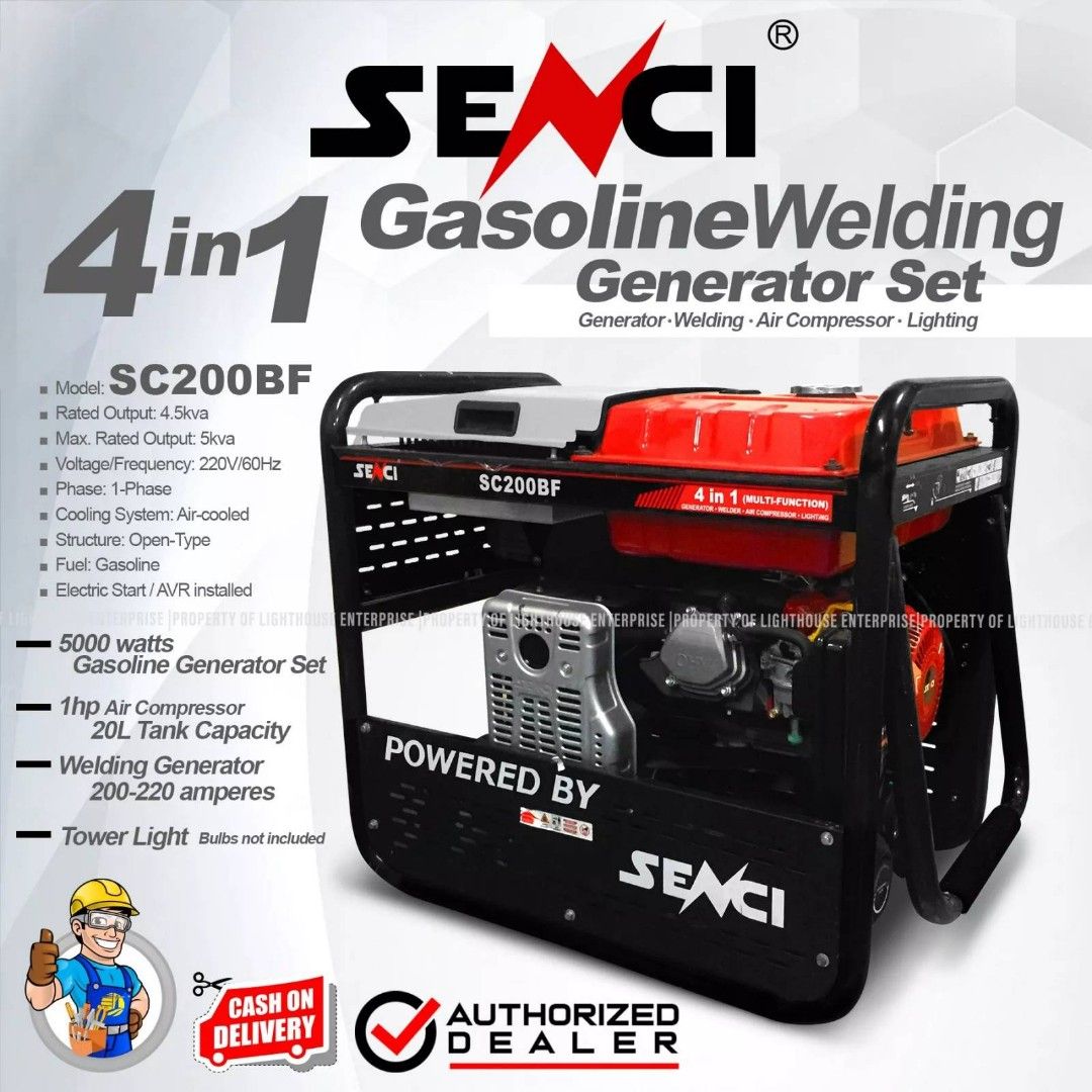 SENCI Japan 4 in 1 Multi-Function Open Type Gasoline Welding Generator ...