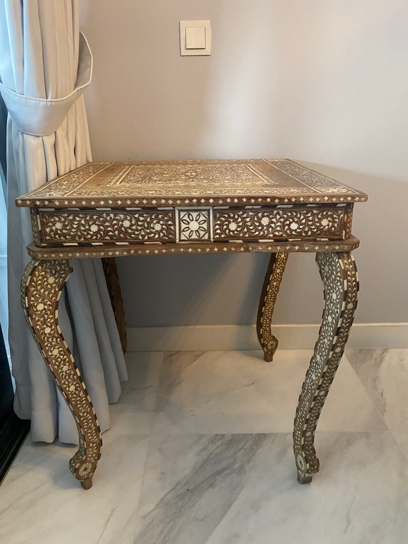 Side Table with Bone Inlay - Indian Style Table, Furniture & Home ...