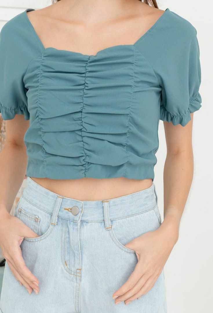 SSD LYNNA SCRUNCHED TOP EMERALD, Women's Fashion, Tops, Other Tops on ...