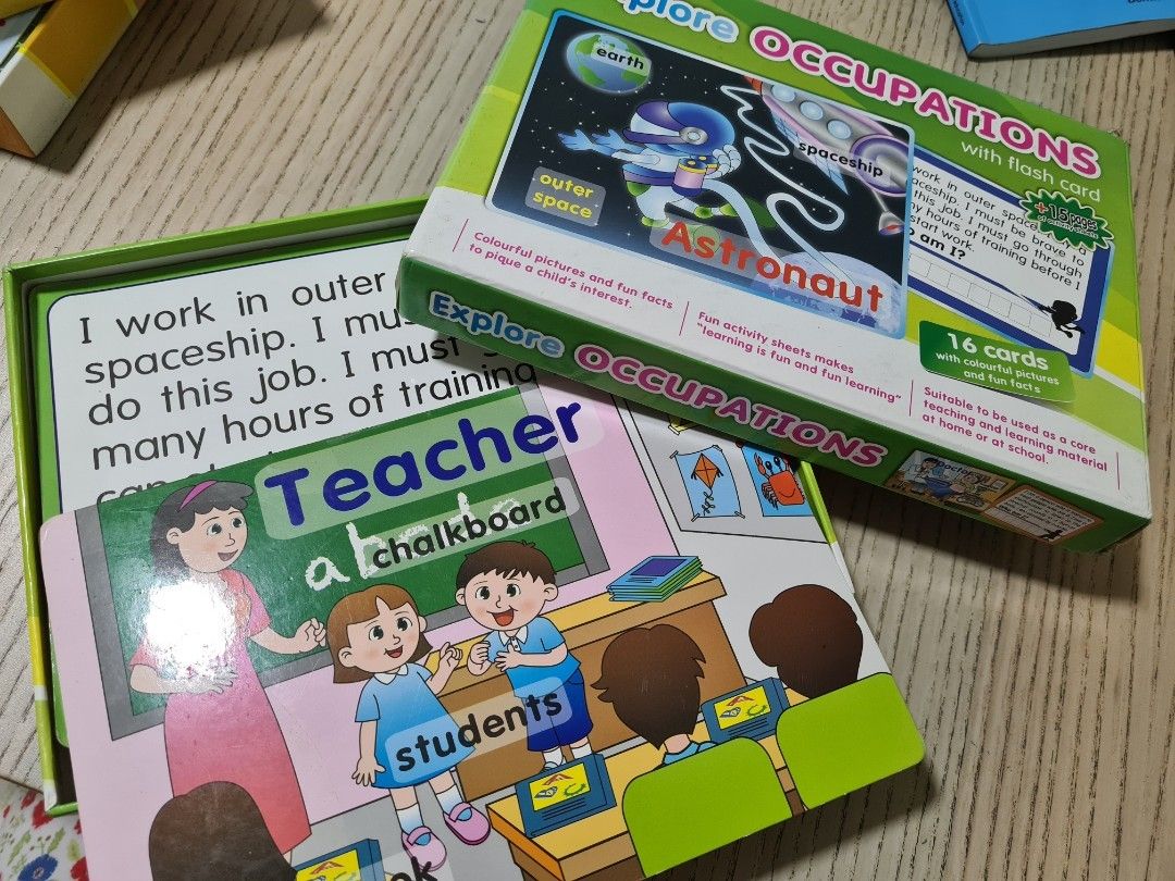 Three items: Stackers, riddle flashcards on wild animals and ...