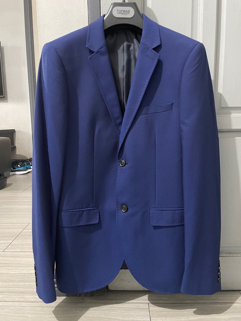 TOPMAN Suit Set MidnightBlue (Balzer & Slacks), Men's Fashion, Tops ...