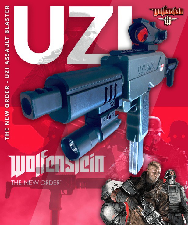 Toy Nerf UZI Blaster X Wolfenstein New Order Theme with custom tactical ...