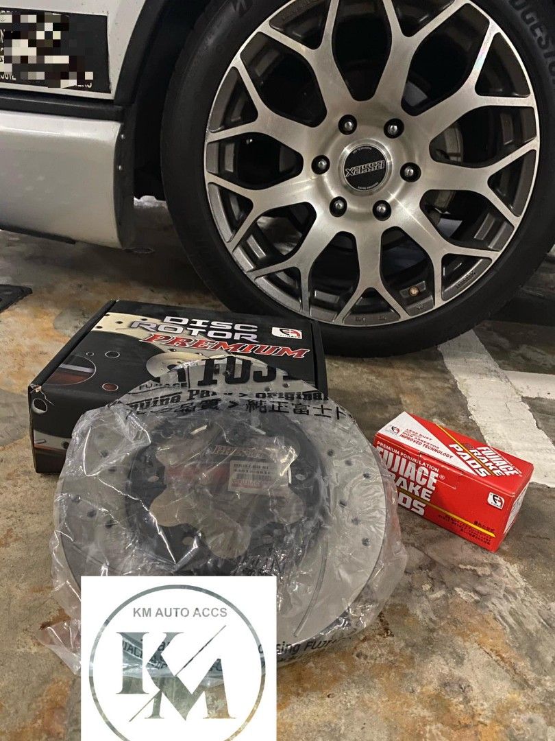 Toyota Hiace Fujiace slotted drilled disc rotor with free brake pad ...