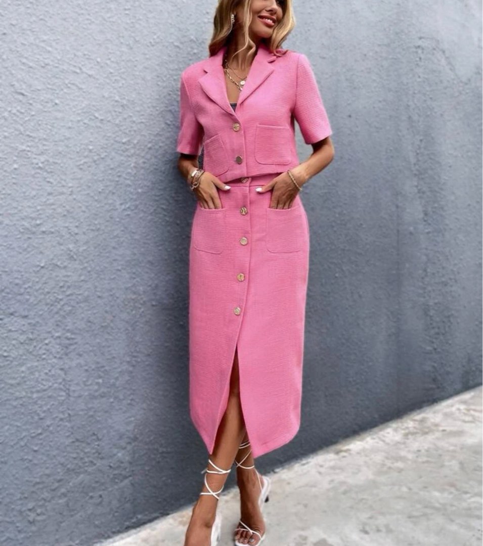 HEART EVANGELISTA PEG TWEED COORDS COORDINATES SET TOP SKIRT PINK SEMI ...