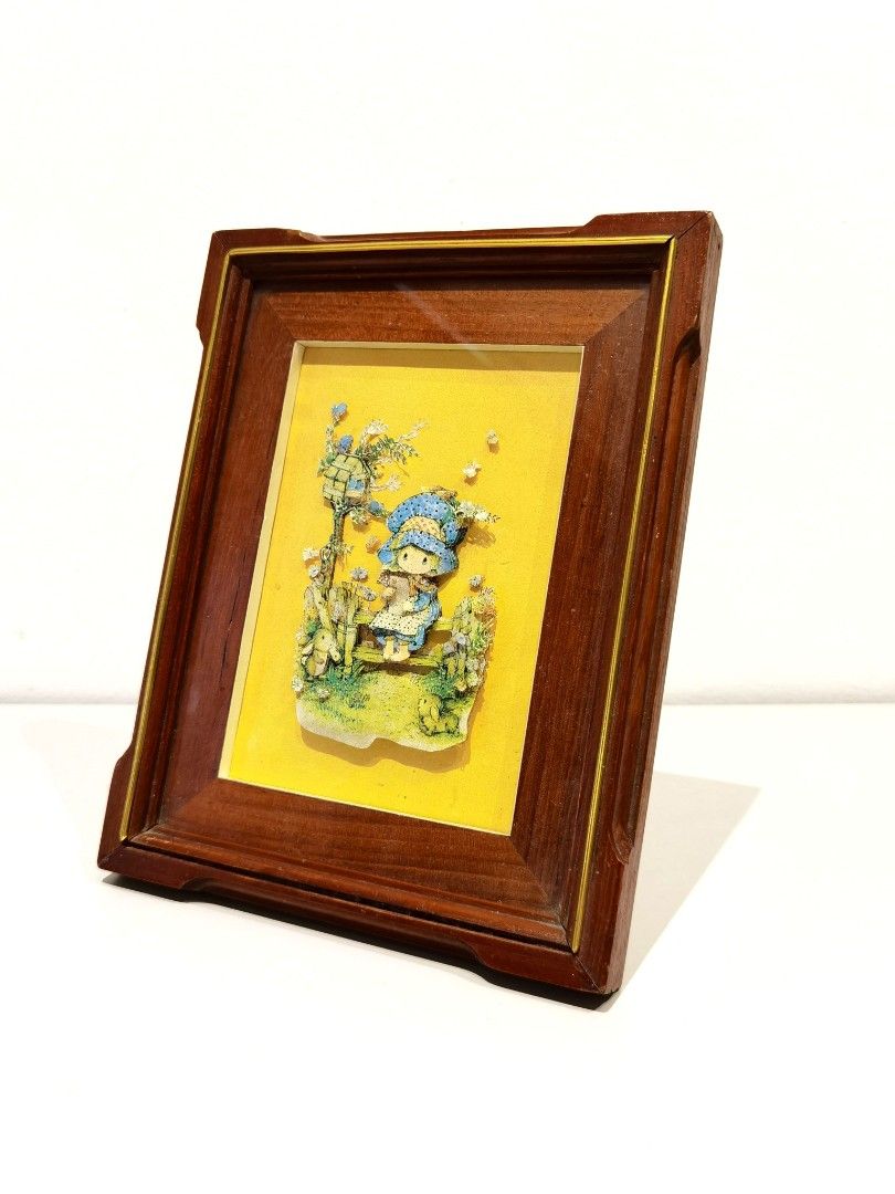 Vintage Rare Collectibles Art Work Solid Wood Frames Printed Clothes ...
