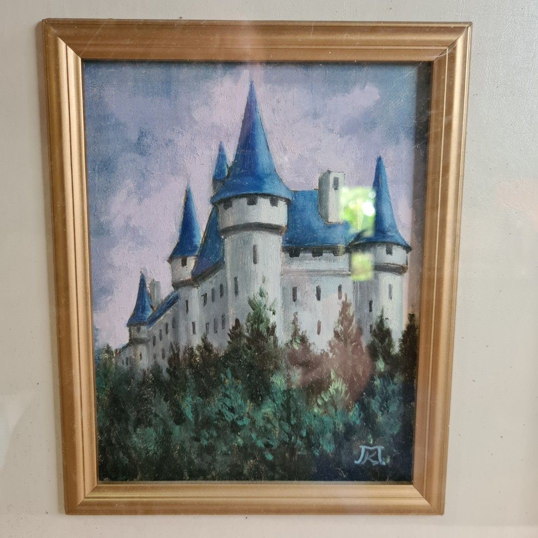 "WHITE CASTLE" OIL PAINTING WITH THICK WOODEN FRAME, Furniture & Home ...