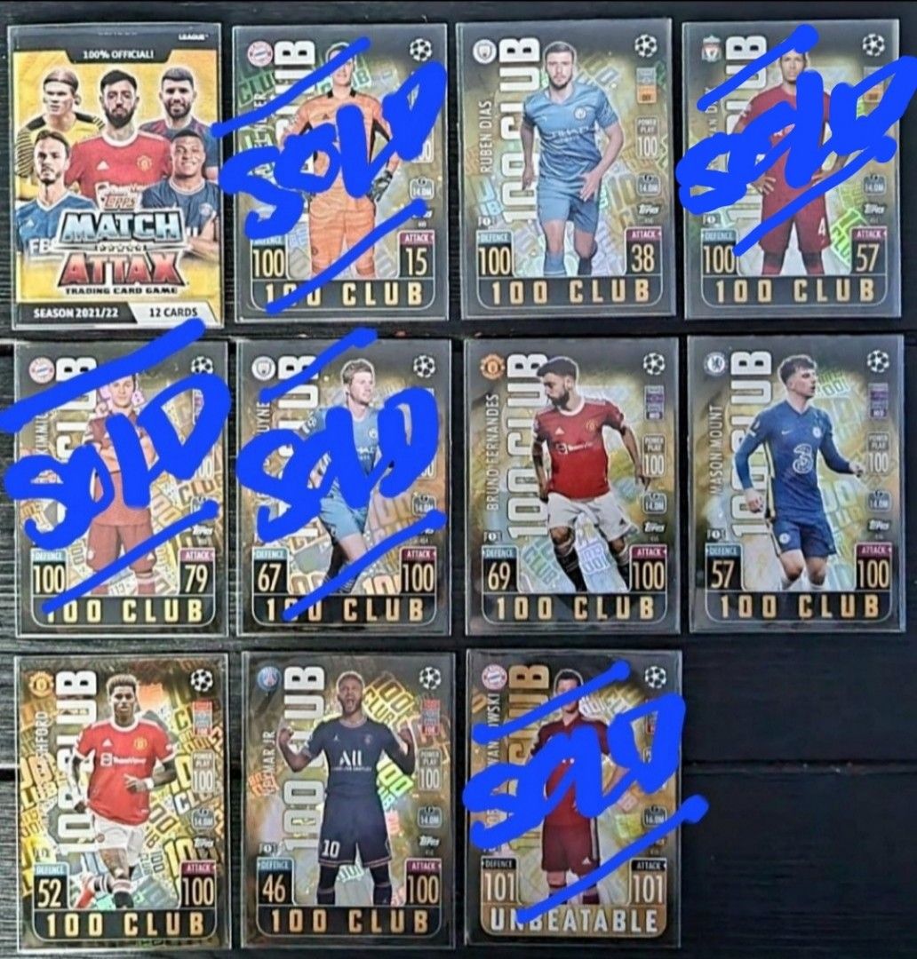 2021/22 Match Attax 100 Club & Limited Edition Cards, Hobbies & Toys, Toys & Games on Carousell