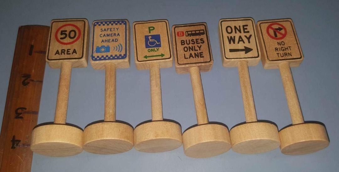 20pcs Wooden Traffic Signs designed in Australia, Hobbies & Toys, Toys ...