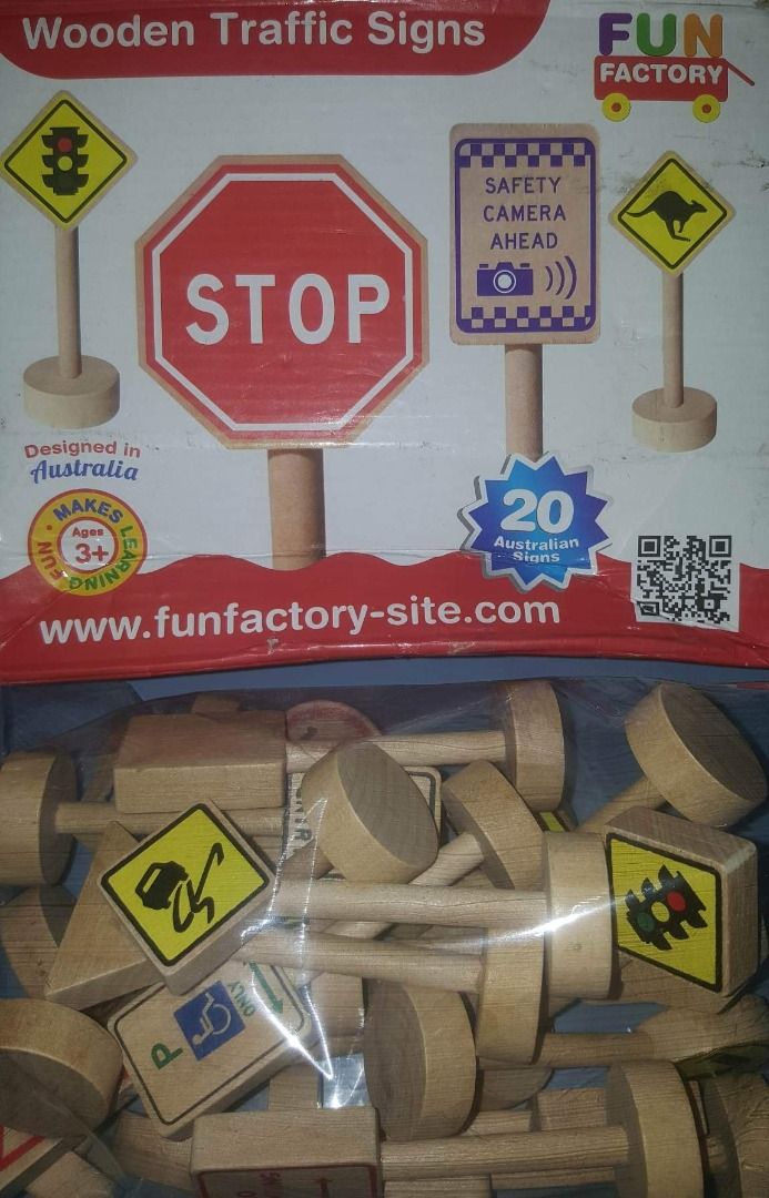 20pcs Wooden Traffic Signs designed in Australia, Hobbies & Toys, Toys ...