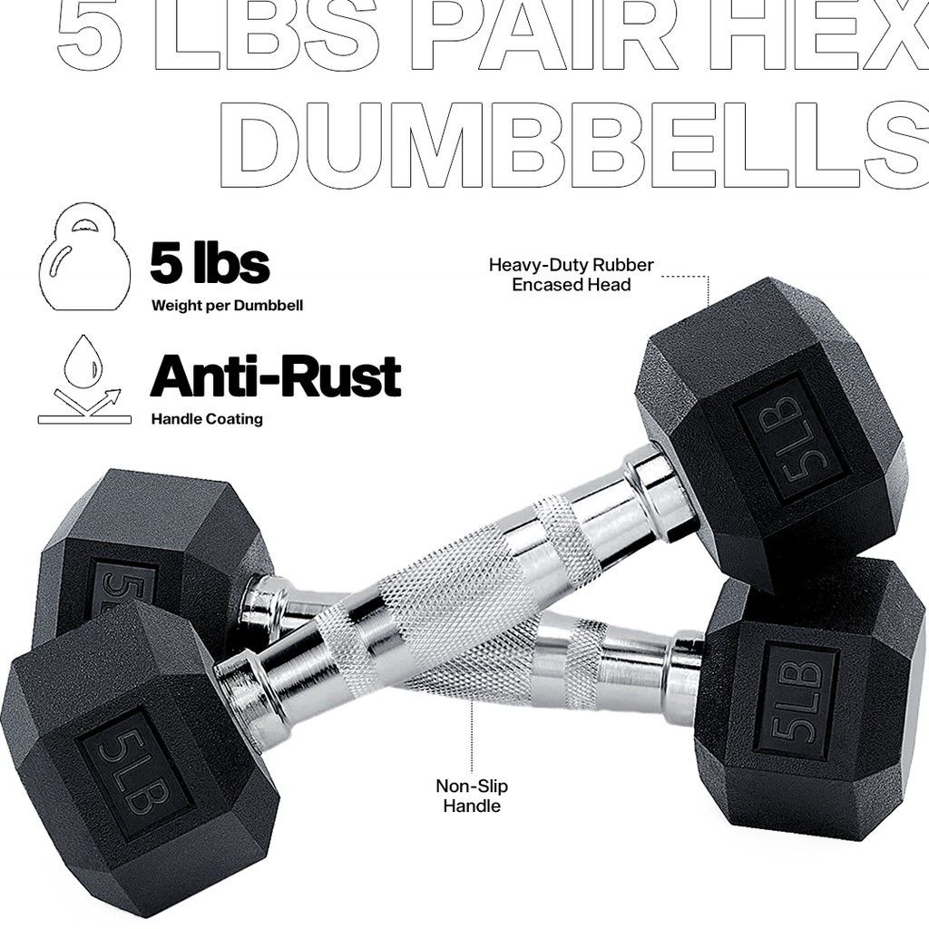 5 lbs dumbbell (hexagon), Sports Equipment, Exercise & Fitness, Weights ...
