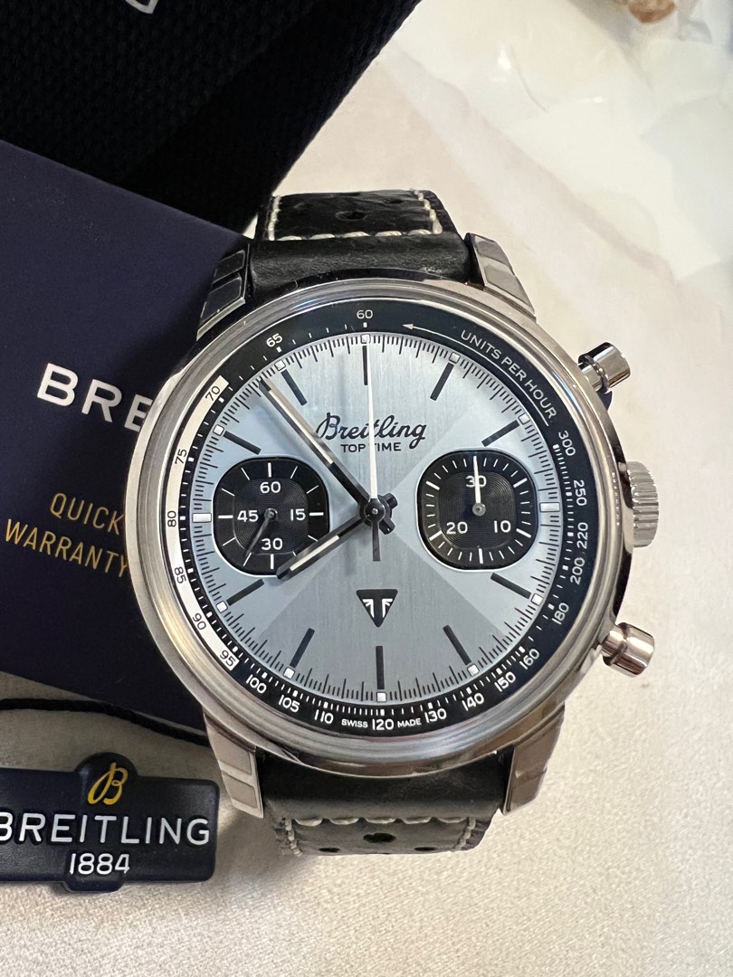 極新 Breitling 冰藍 Top Time triumph 限量 toptime 百年靈, 名牌, 手錶 - Carousell