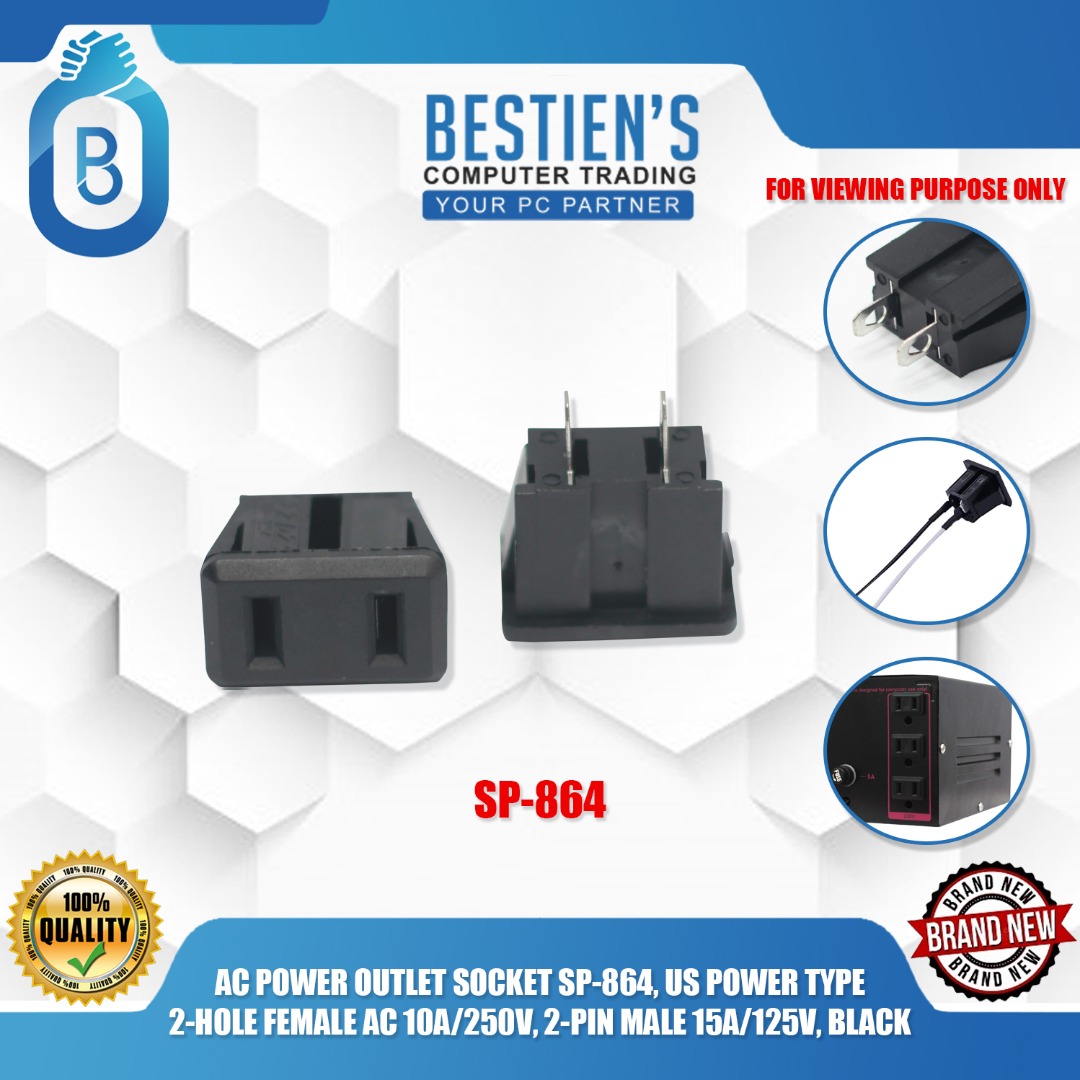 AC POWER OUTLET SOCKET SP-864, US POWER TYPE, 2-HOLE FEMALE AC 10A/250V ...
