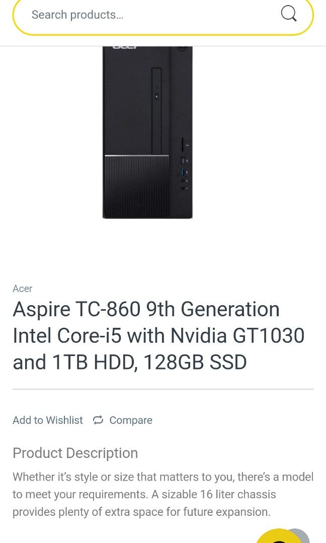 Acer TC-860 9th Gen Intel Core-I5 Desktop, Computers & Tech, Desktops ...